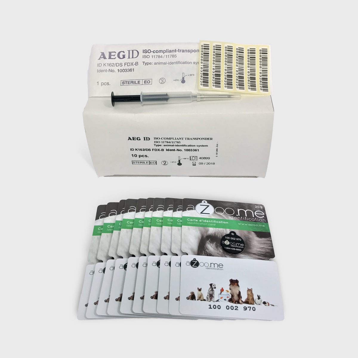 Kit of 10 Pet Microchips & ID Card – aZoo.me Identification